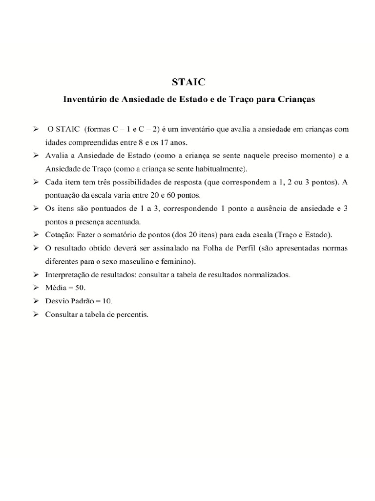 STAIC Inventário | PDF