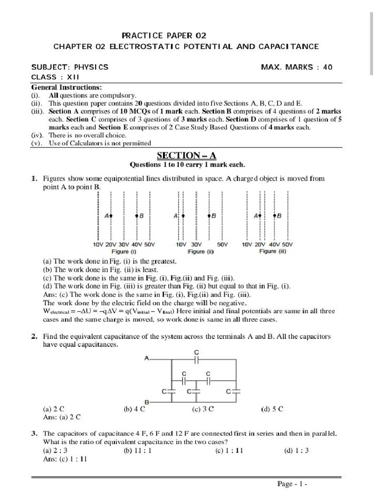 Electrostatic Potential and Capacitance | PDF