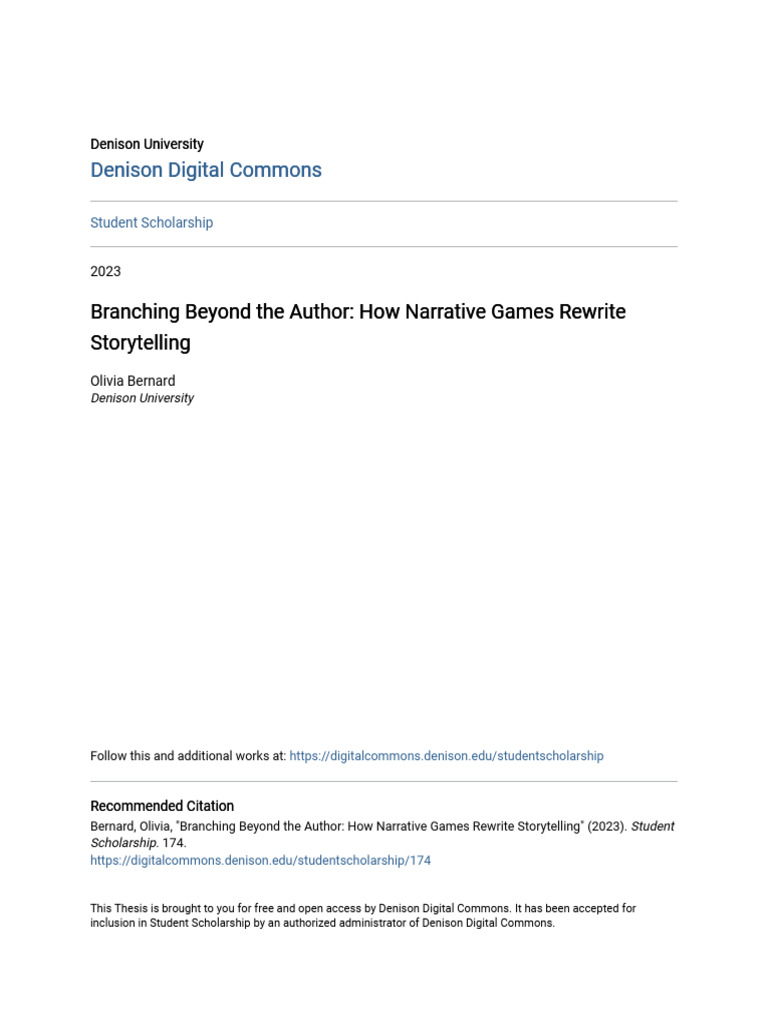 Branching Beyond The Author - How Narrative Games Rewrite Storytel ...