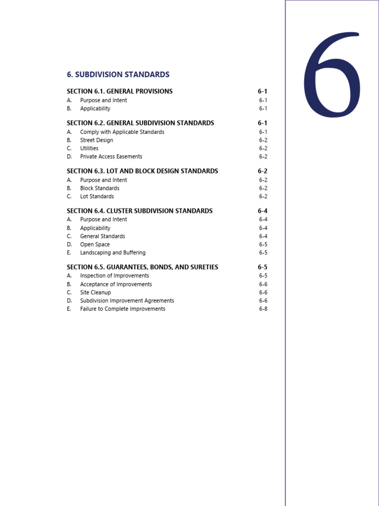 Subdivision Standards Overview | PDF | Land Lot | Guarantee