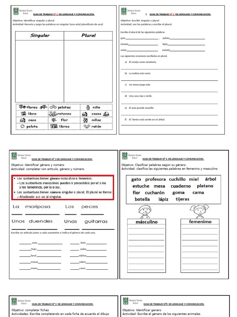 Actividades Singular Plural 3 | PDF | Lingüística
