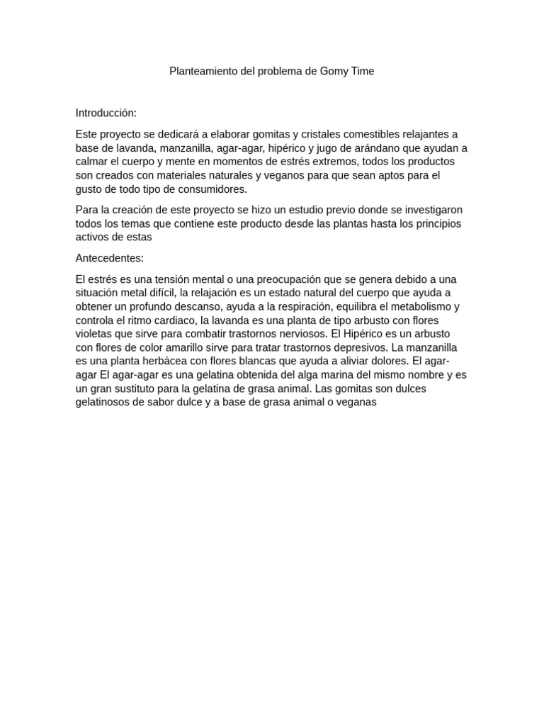 Planteamiento Del Problema de Gomy Time 1 | PDF