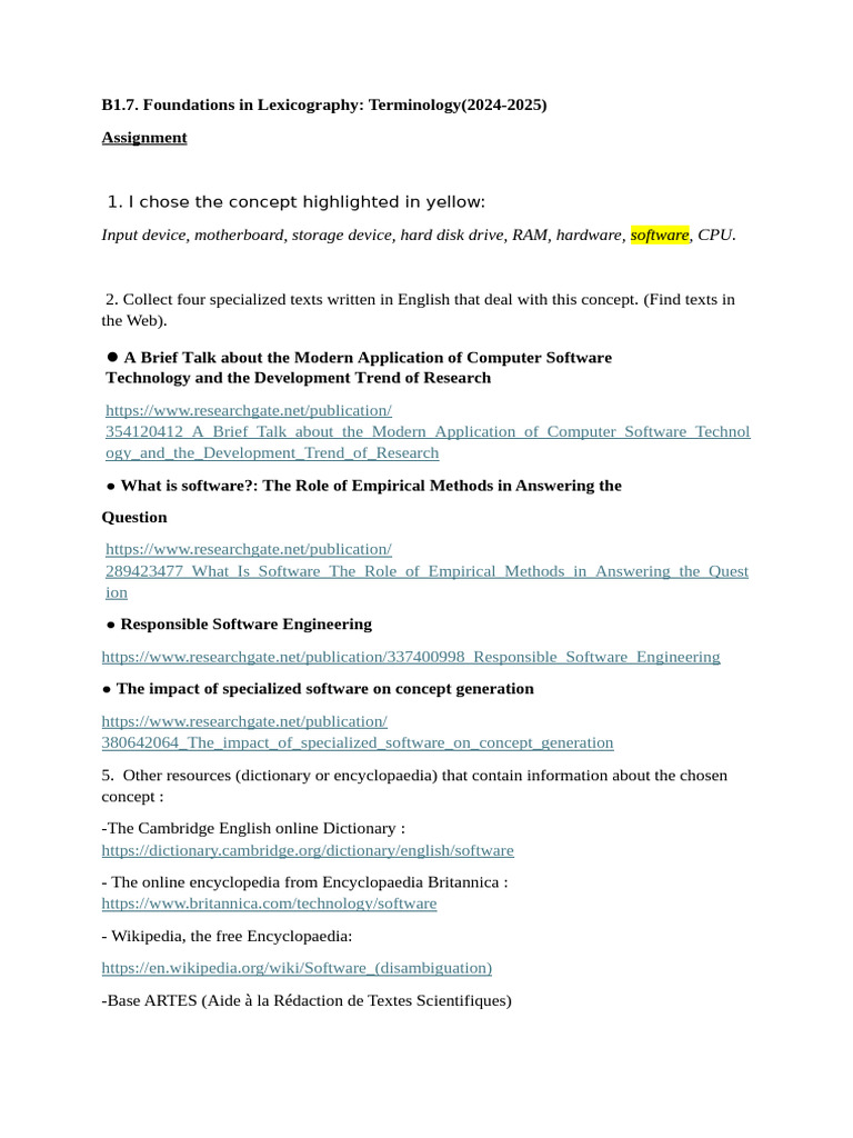 B1.7 Assignment M'Bea Hervé-Stephane | PDF | Encyclopedias | Computer Hardware