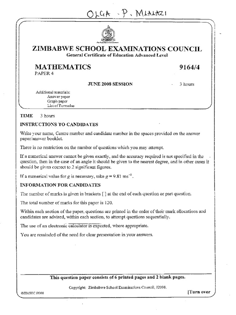 2008 June p4 (1) Mathematics | PDF