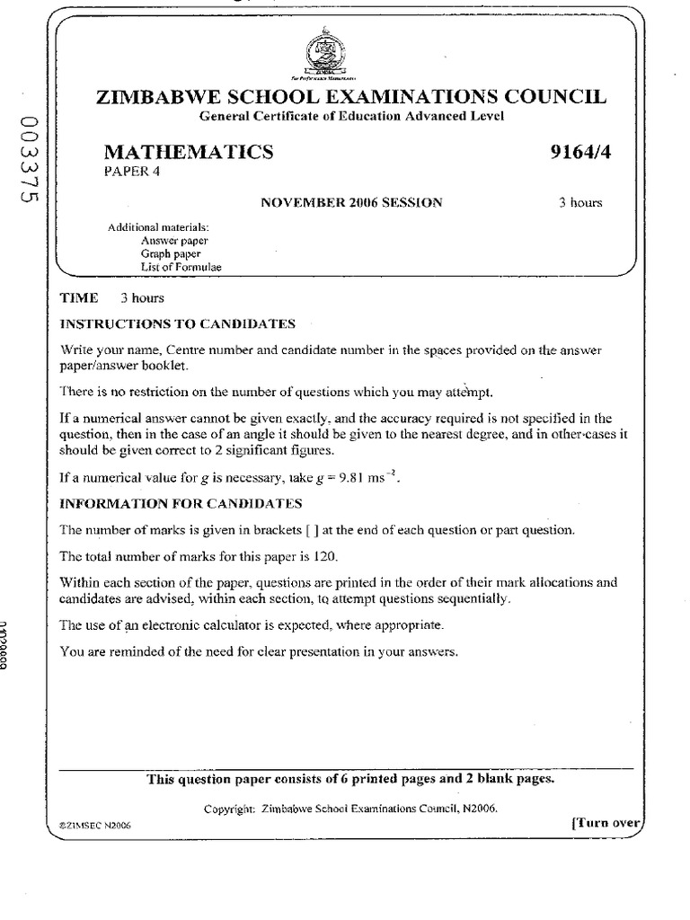 2006 Nov p4 Mathematics | PDF