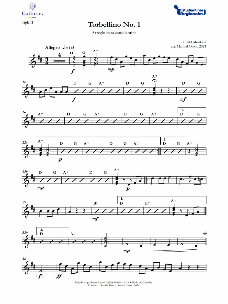 Olaya, M. (Arr.) - Torbellino No. 1 - 02.2. Tpl. II-2-3 | PDF