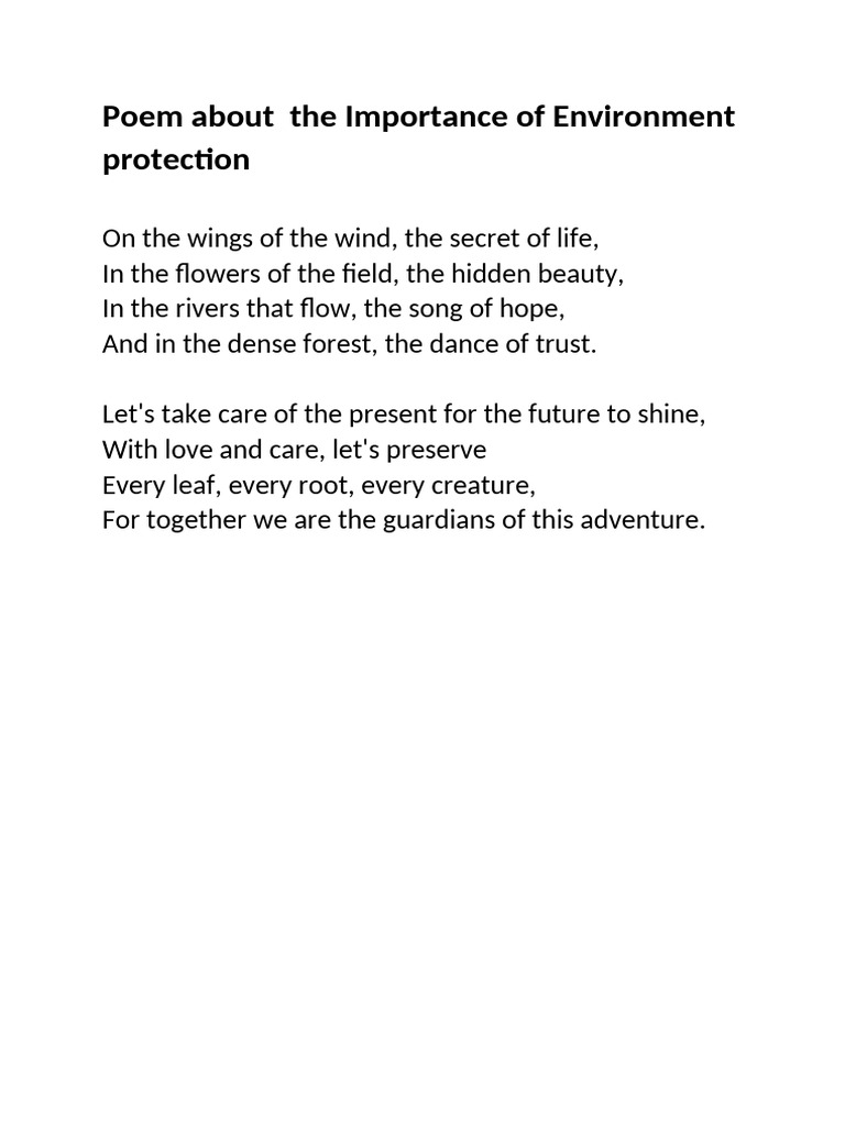 Poem Importance of Environment | PDF