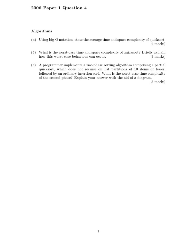 Cambridge-CS Tripos 2006 Paper 01 - q4 | PDF