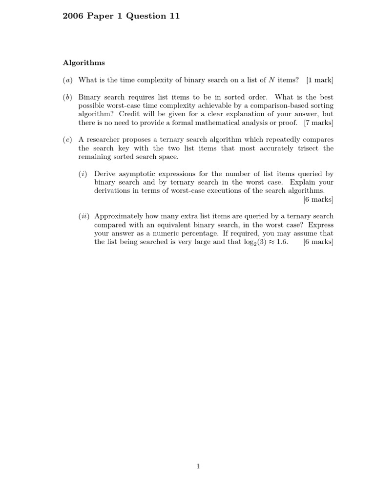 Cambridge-CS Tripos 2006 Paper 01 - q11 | PDF