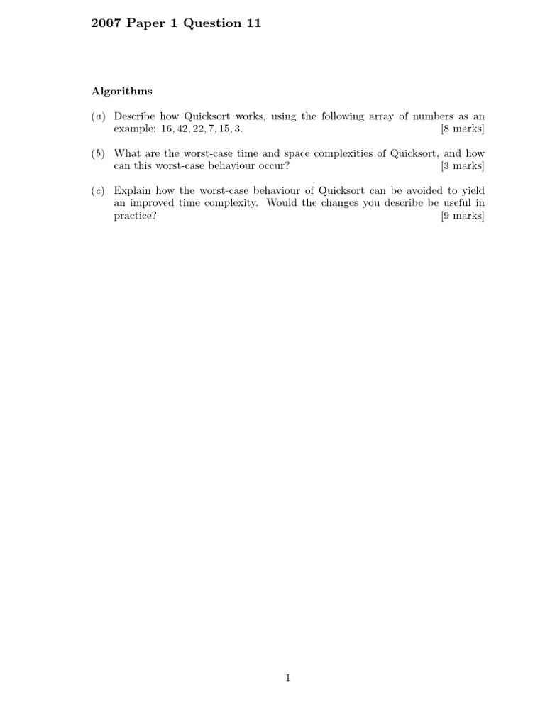 Cambridge-CS Tripos 2007 Paper 01 - q11 | PDF