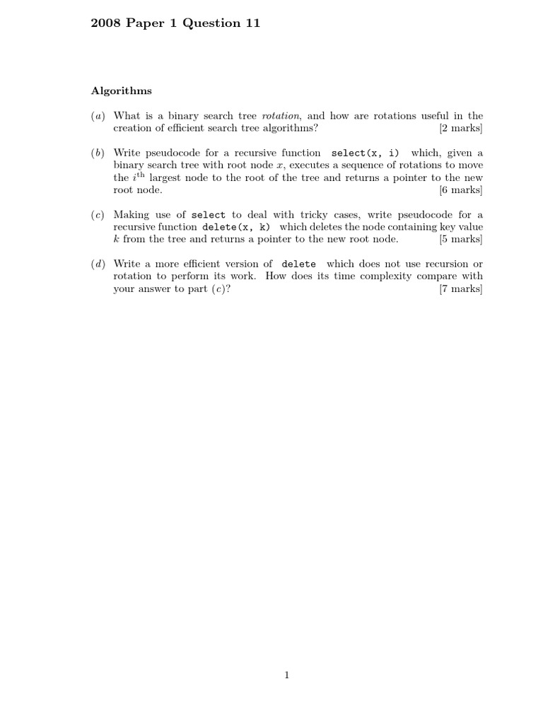 Cambridge-CS Tripos 2008 Paper 01 - q11 | PDF