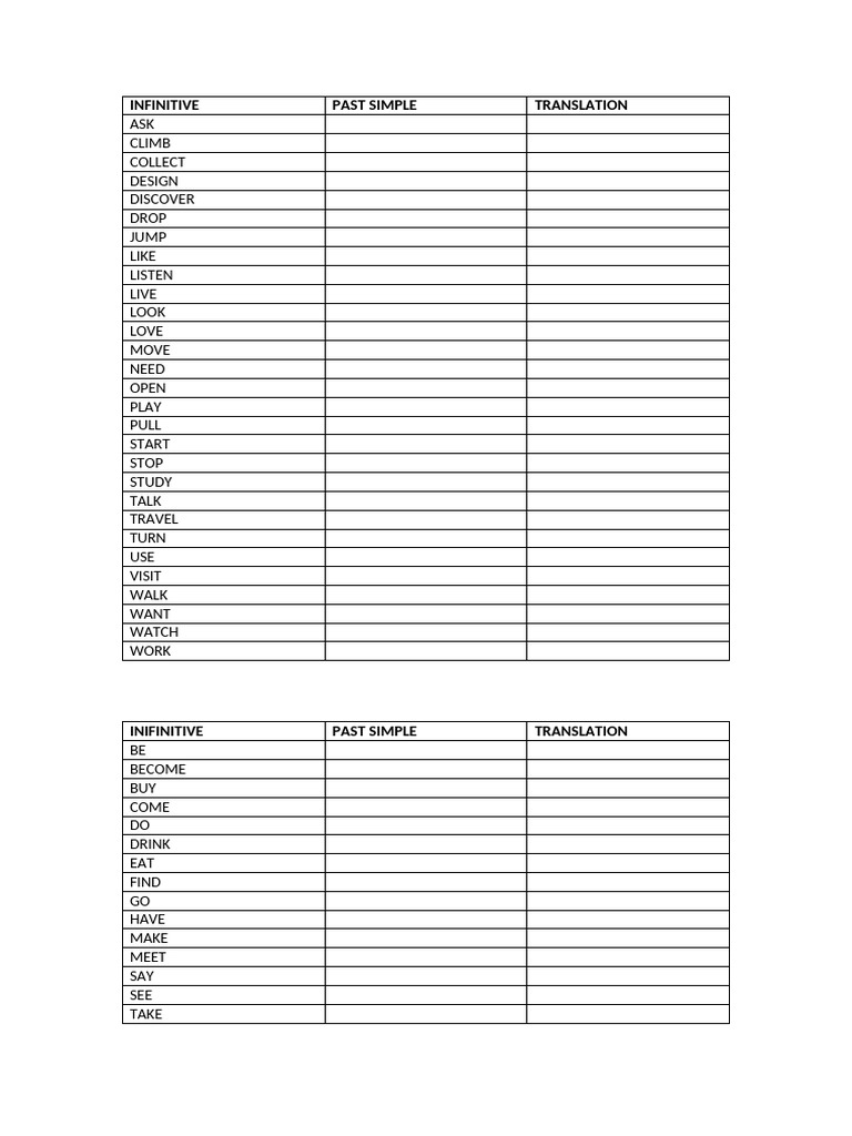 Reg and Irreg Verbs Exam | PDF