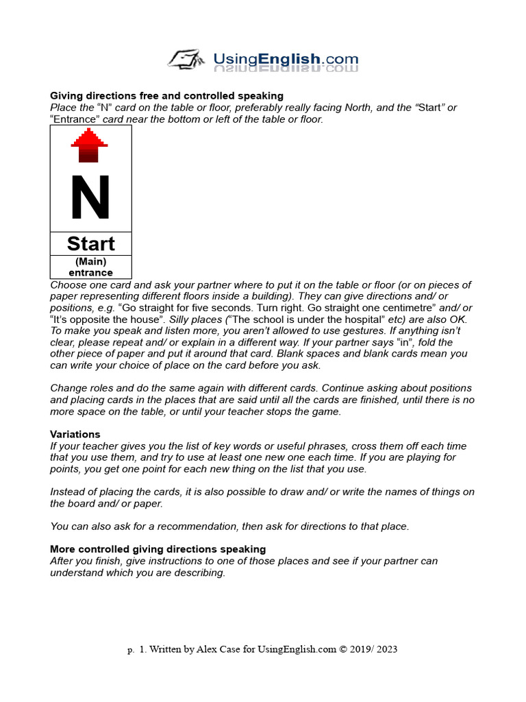 Directions Speaking Practice Guide | PDF | Automated Teller Machine