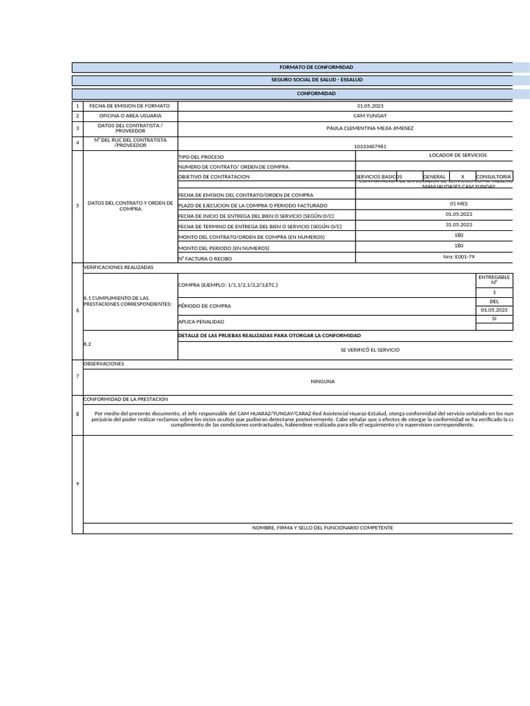 Leo Formato de Conformidad Cam 2022 | PDF