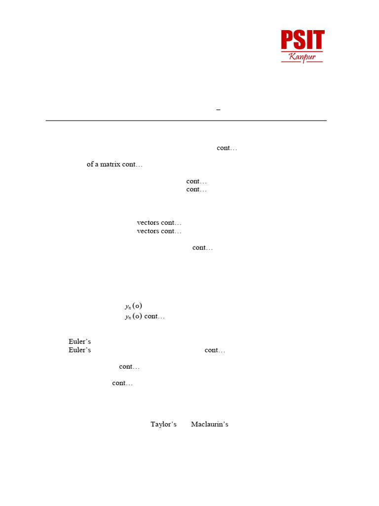 Lecture Plan BAS103 2024-25 | PDF | Matrix (Mathematics) | Eigenvalues And Eigenvectors