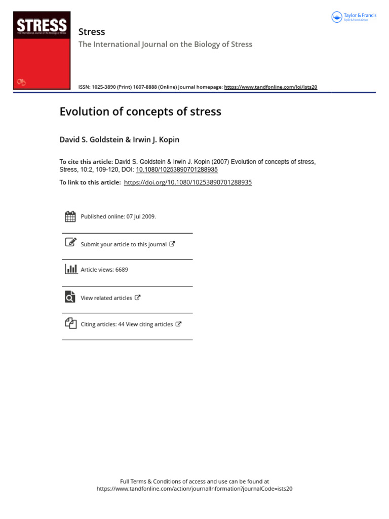 Evolution of Stress Concepts Explained | PDF | Stress (Biology ...