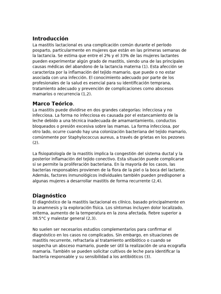 Mastitis Lactacional: Diagnóstico y Tratamiento | PDF | Pecho ...