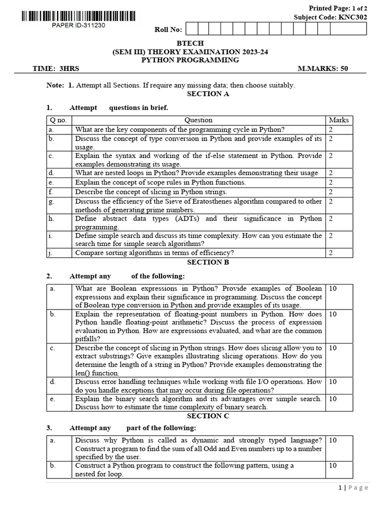 Knc302 Python Programming 2023-24 | PDF | Python (Programming Language) | String (Computer Science)