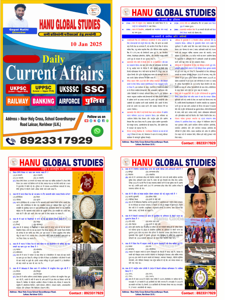 10 January 2025 Current Affairs HANU GLOBAL | PDF