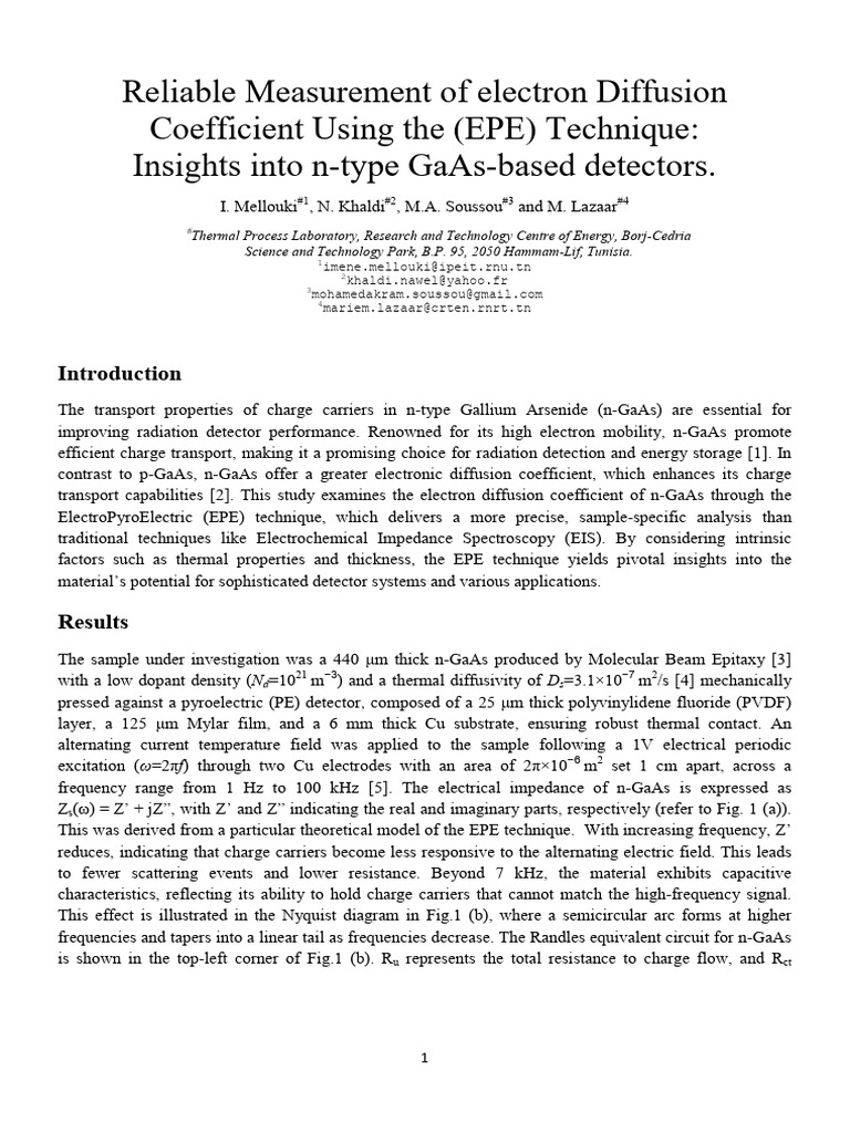 Electron Diffusion in n-GaAs Detectors | PDF | Gallium Arsenide ...