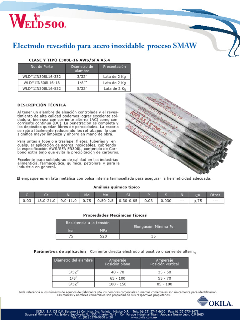 Inox 308l Electrodo Junio 2014-1 | PDF | Acero inoxidable | Rieles
