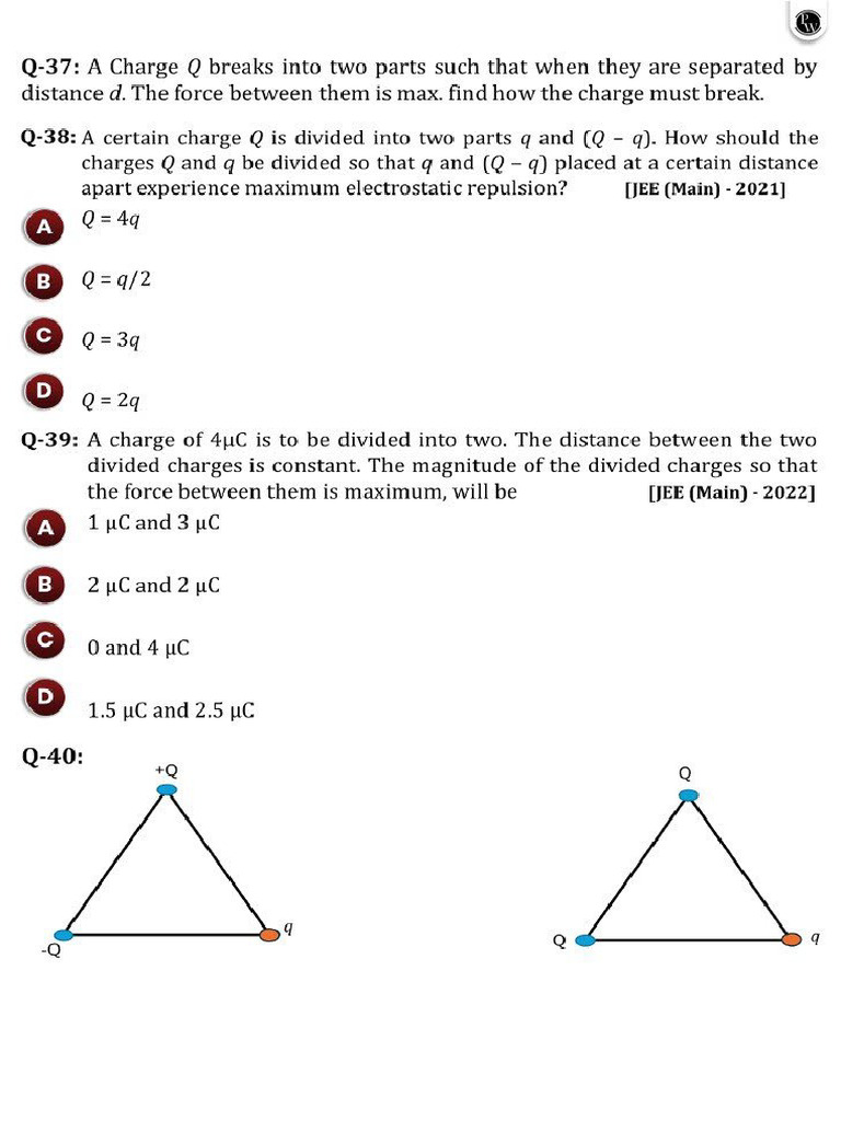 Electrostatics Class Questions | PDF