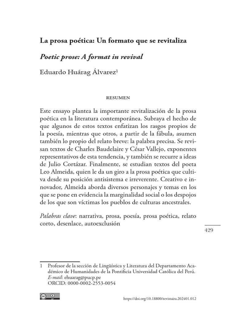 La Prosa Poetica Un Formato Que Se Revitaliza | PDF | Prosa | Poesía