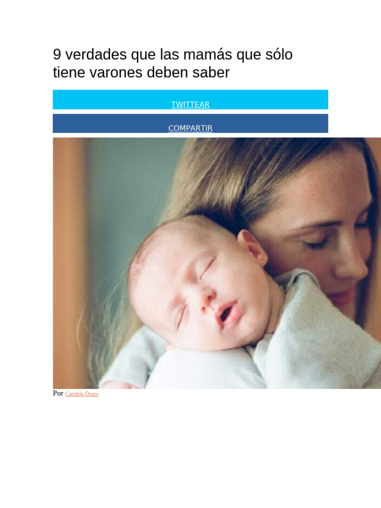 9 Verdades Que Las Mamás Que Sólo Tiene Varones Deben Saber | PDF
