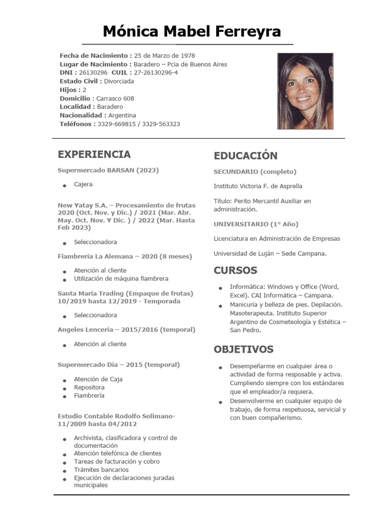 CV Monica Mabel Ferreyra 2024 | PDF | Informática