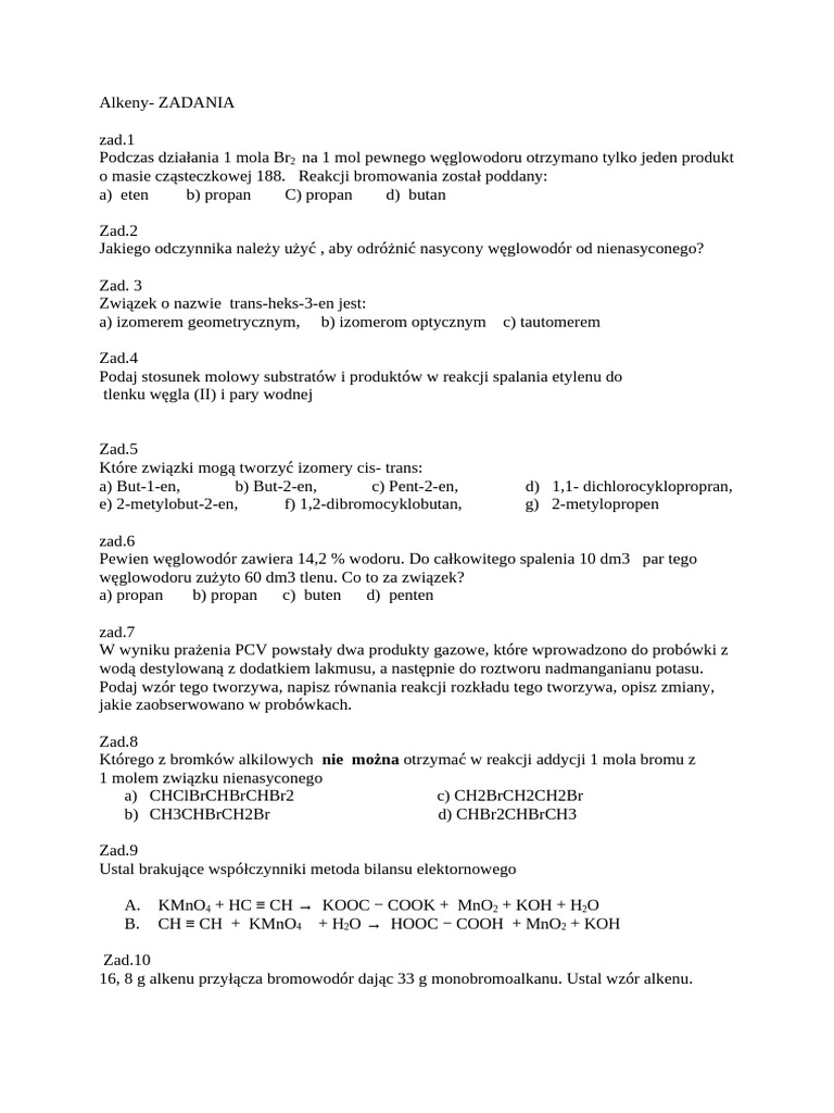 Alkeny zadania (1) | PDF