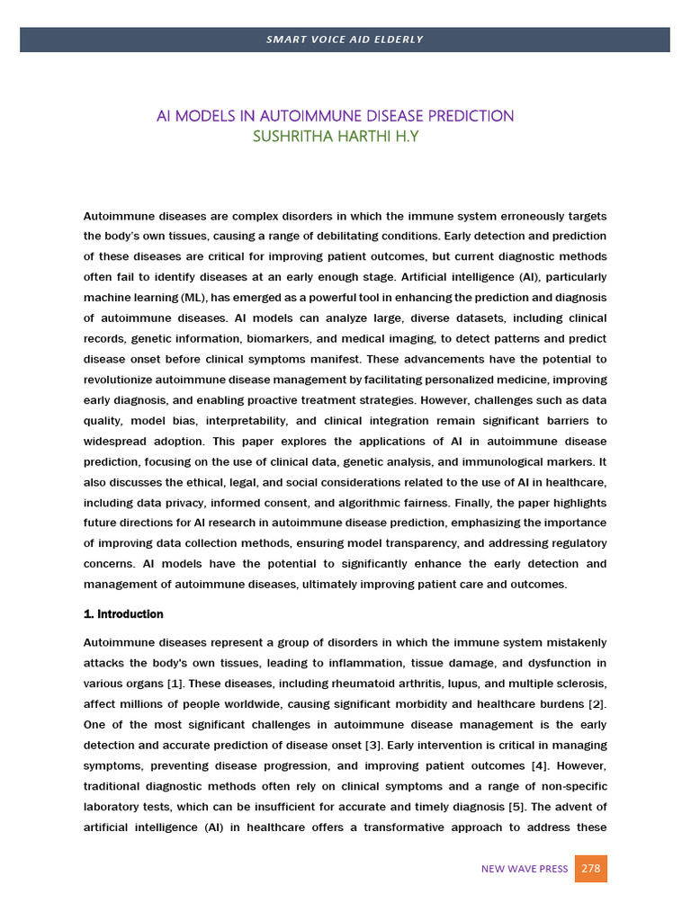Ai Models in Autoimmune Disease Prediction | PDF | Personalized ...