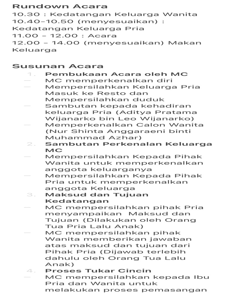 Rundown Acara | PDF