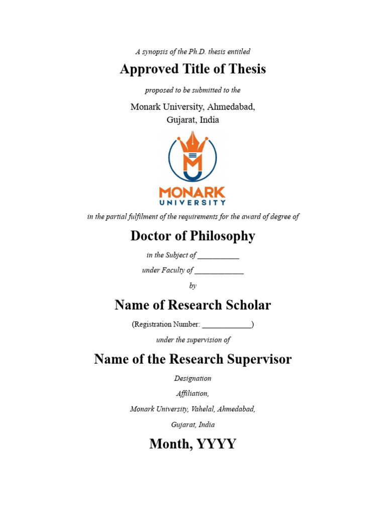 PhD Thesis Synopsis Guidelines | PDF | Thesis | Apa Style