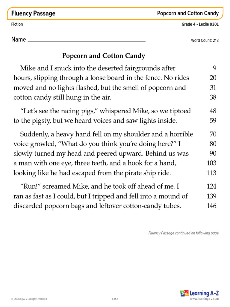 Fluency TR F U Popcorn and Cotton Candy | PDF