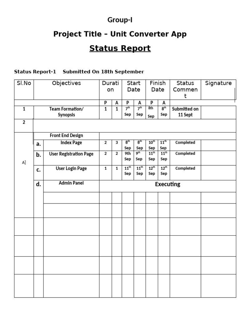 Status Report 1 | PDF
