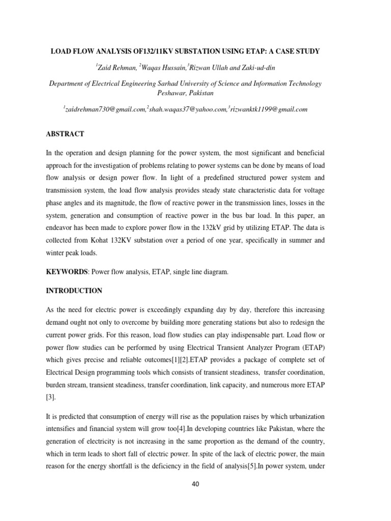 Load Flow Analysis of 132 11 KV Substati | PDF | Ac Power | Electric ...