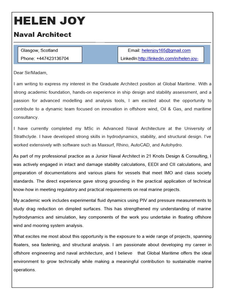 Helen Cover Letter | PDF