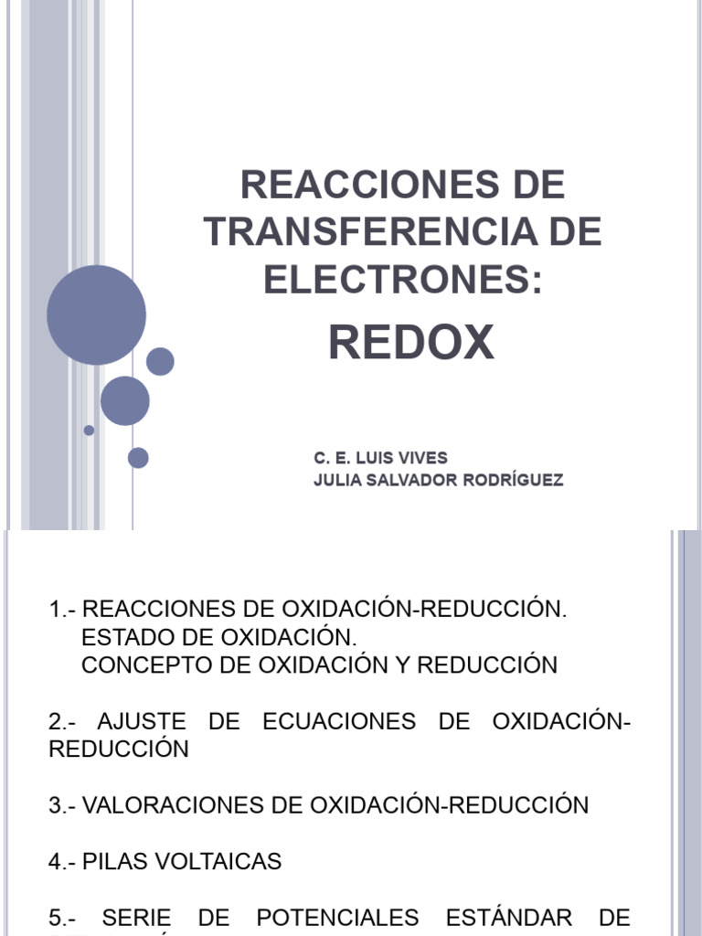 reacciones_de_transferencia_de_electrones | PDF | Redox | Química