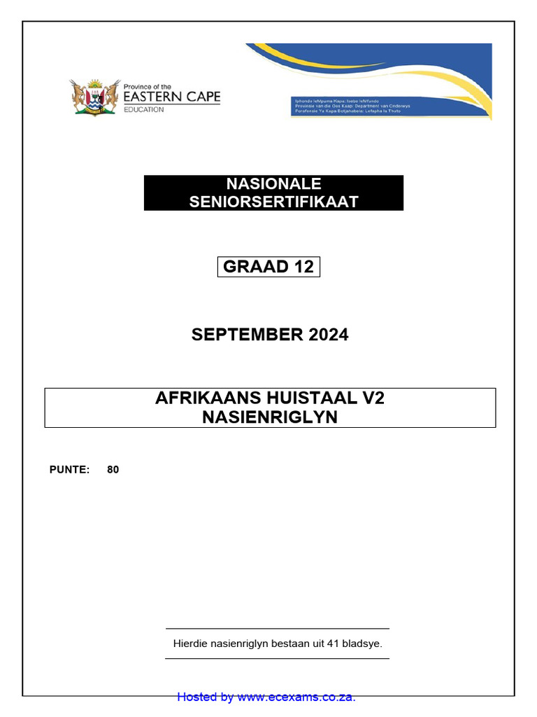 Afrikaans Hl p2 Memo Sept 2024 | PDF