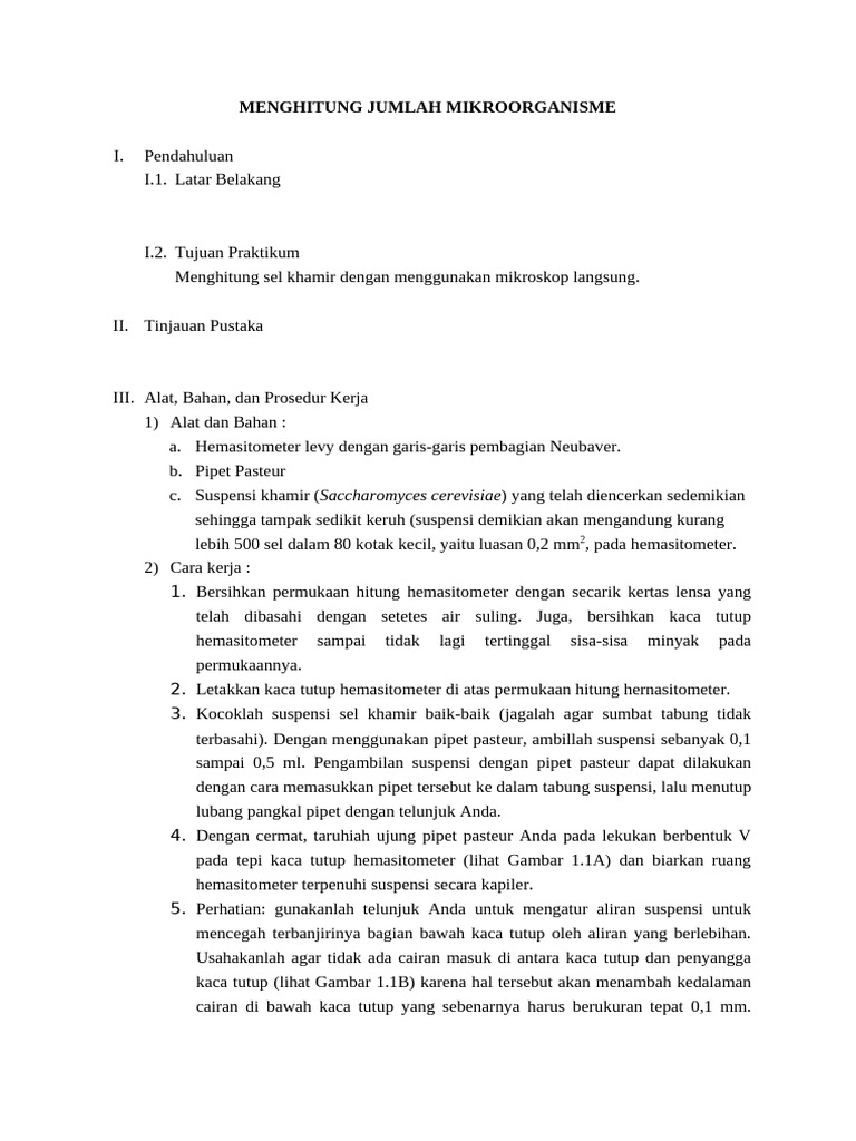 Menghitung Sel Khamir dengan Hemasitometer | PDF