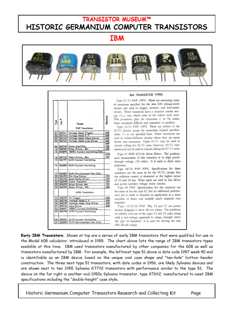 Photogallery IBM Historic Germanium Computer Transistors | PDF ...
