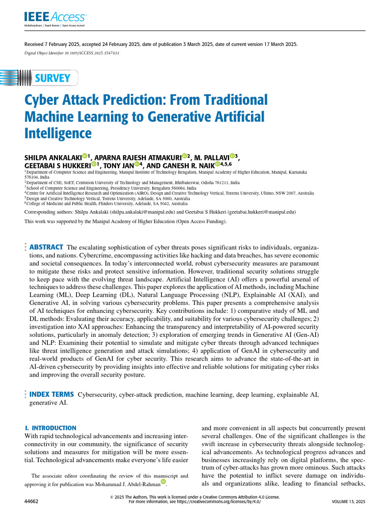 Cyber Attack Prediction From Traditional Machine Learning to Generative Artificial Intelligence ...