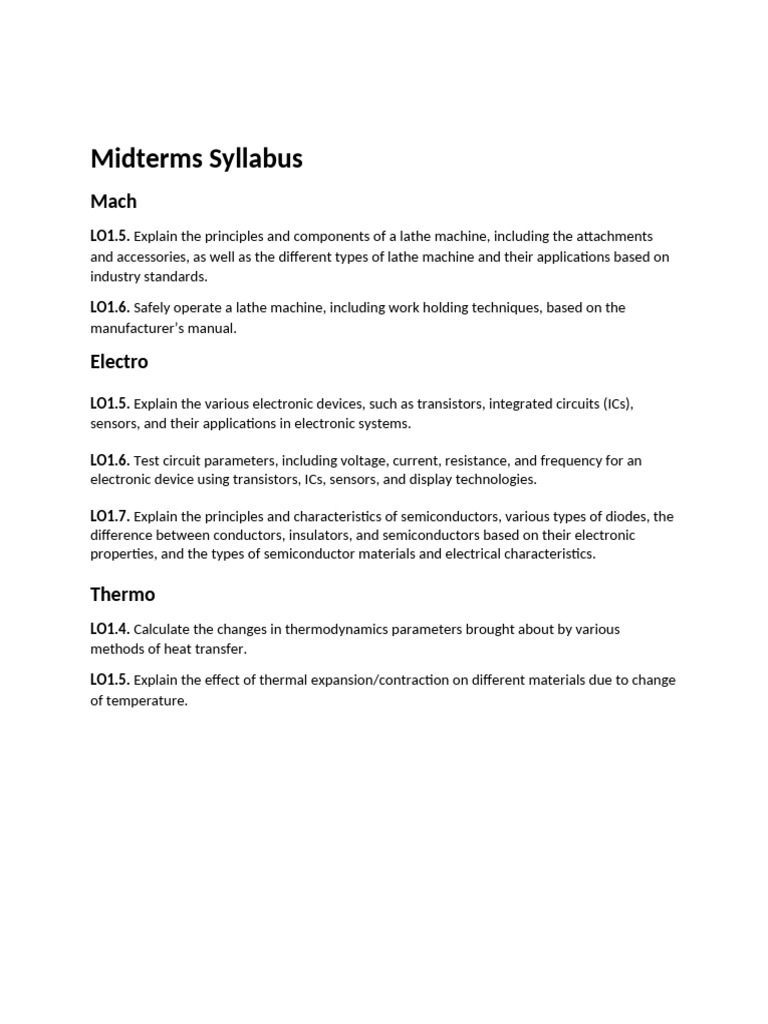 Midterms Syllabus | PDF