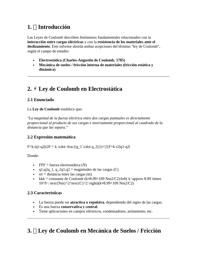 Ley de Coulomb: Electrostática y Fricción | PDF | Fuerza | Electrostática