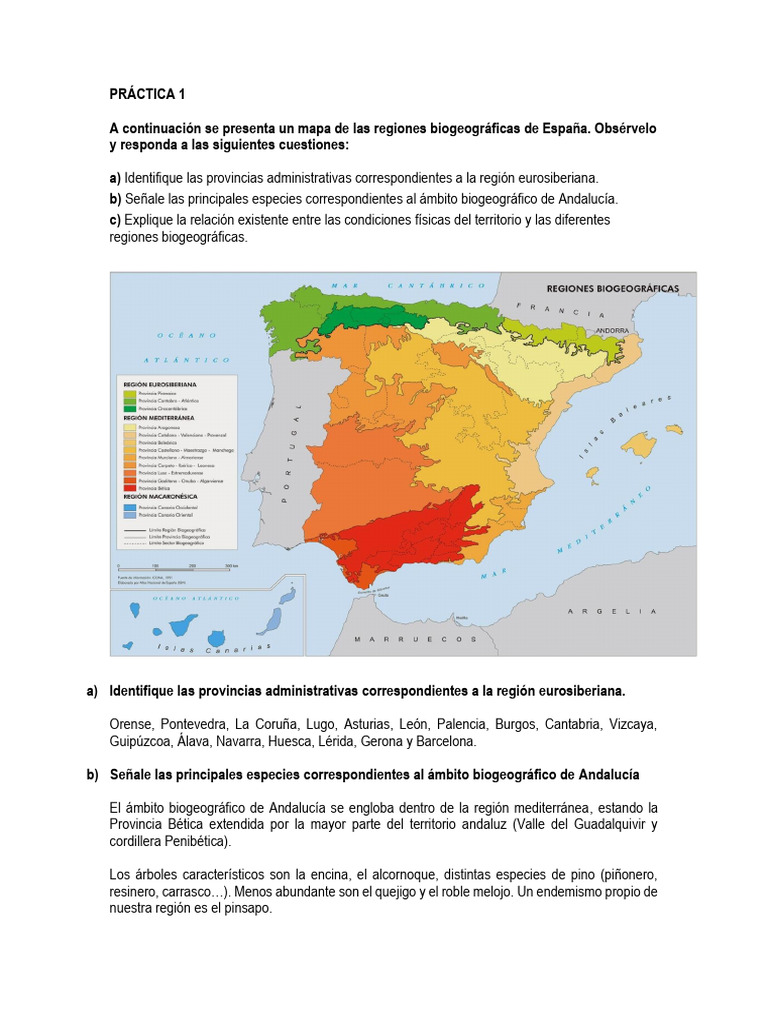 Mapa de Regiones Biogeográficas en España | PDF | Ciencias de la Tierra ...