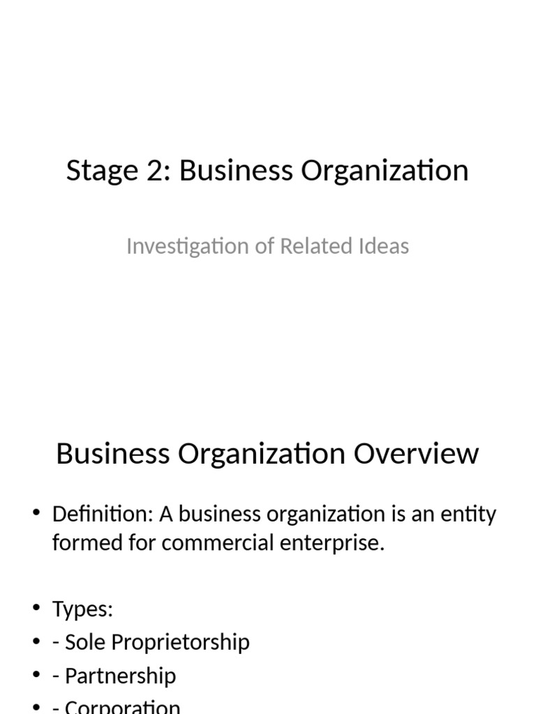 Stage 2 Business Organization Presentation | PDF