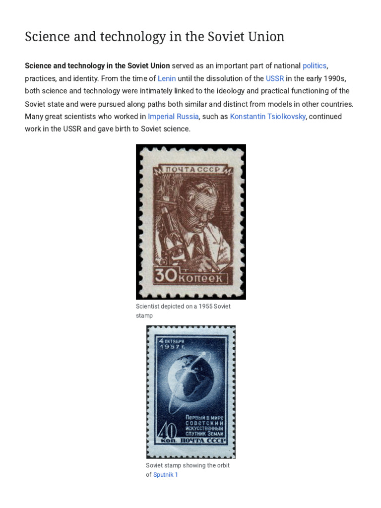 Soviet Science and Technology Overview | PDF | Soviet Union | World ...