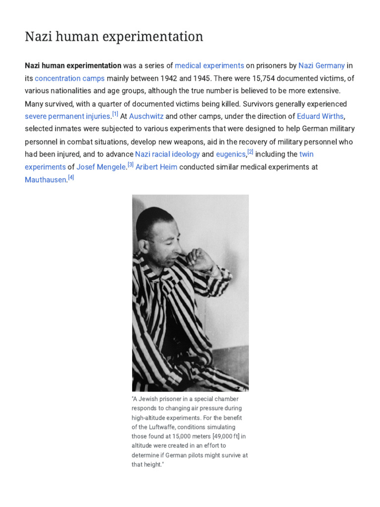 Nazi Human Experimentation Overview | PDF