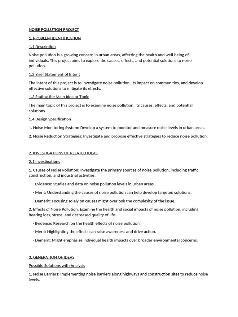Noise Pollution Mitigation Project | PDF | Noise | Pollution