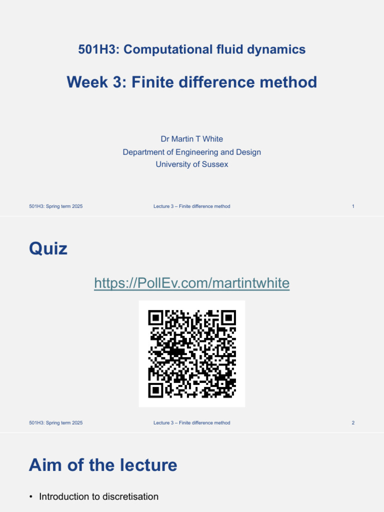 501H3 - Lecture 3 - Finite Difference Method | PDF | Finite Difference | Mathematics Of Computing